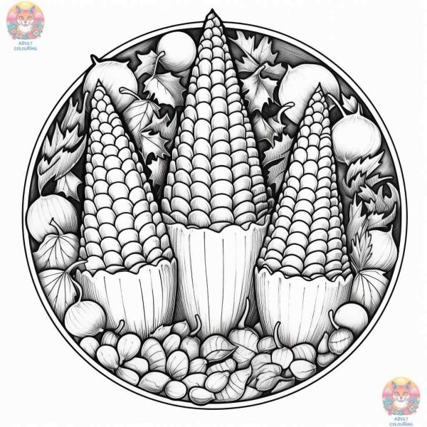 A-maize-ing Corn Coloring Pages - adultcolouring.com