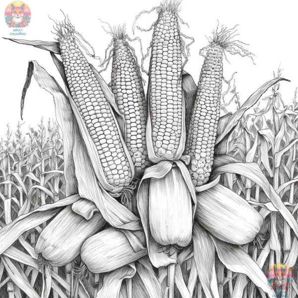 A-maize-ing Corn Coloring Pages - adultcolouring.com