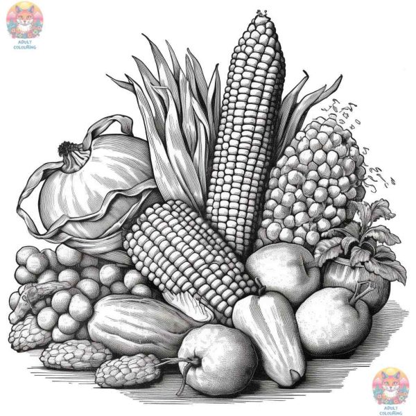 A-maize-ing Corn Coloring Pages - adultcolouring.com