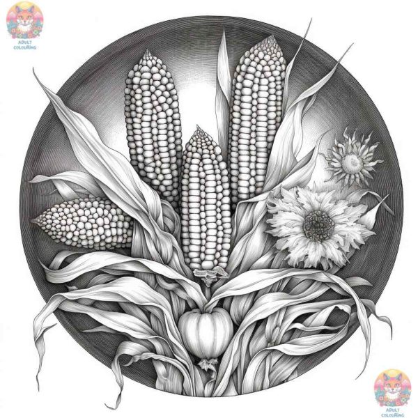 A-maize-ing Corn Coloring Pages - adultcolouring.com