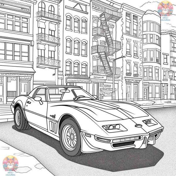 Shading the Speed: A Thrilling Adventure with Corvette Coloring Page ...