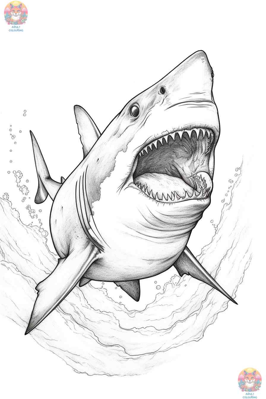 A Deep Sea Journey with Great White Shark Coloring Pages ...