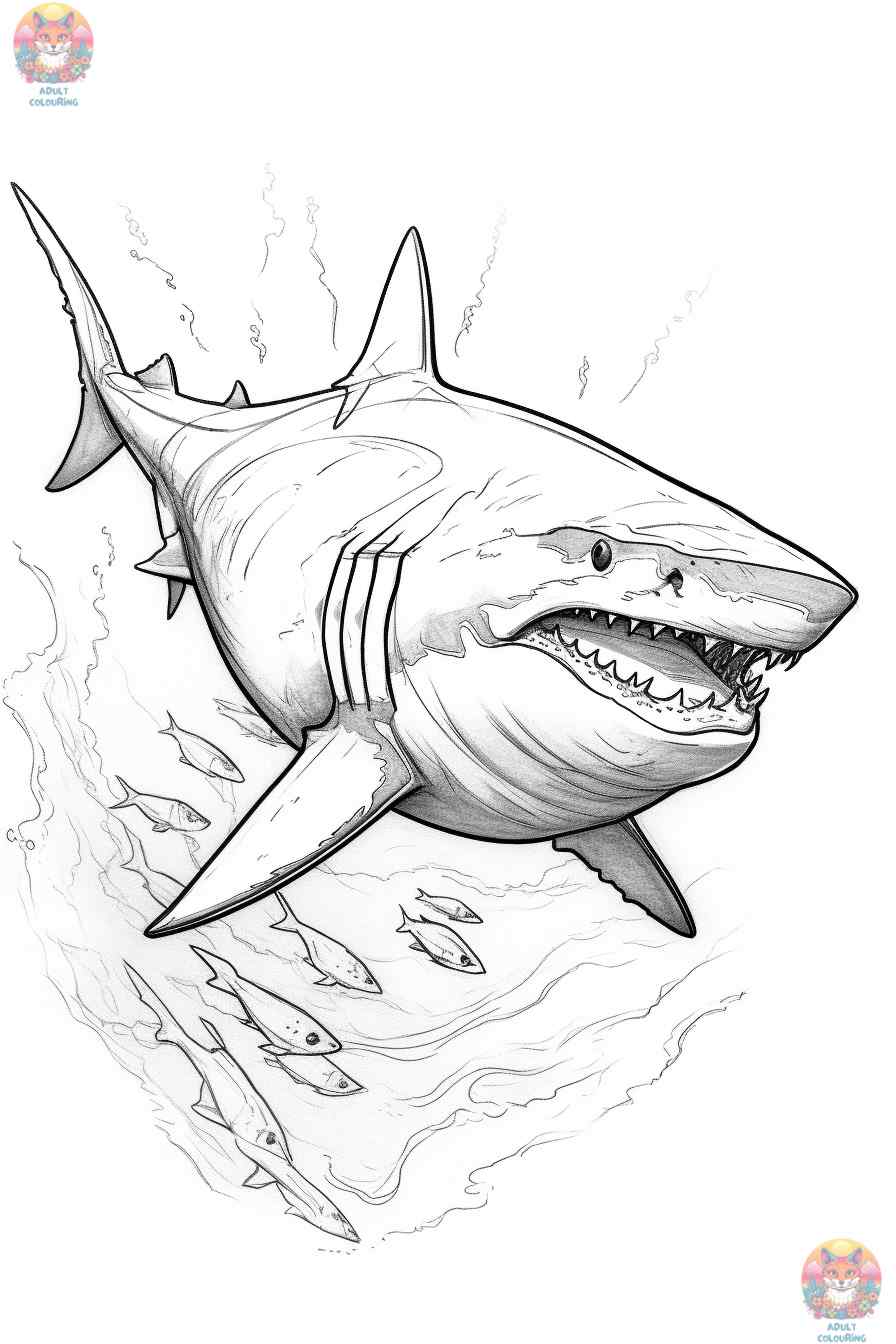 A Deep Sea Journey with Great White Shark Coloring Pages ...