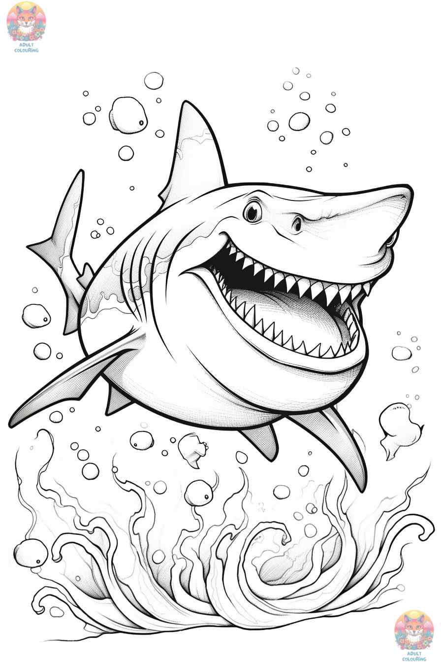 A Deep Sea Journey with Great White Shark Coloring Pages ...