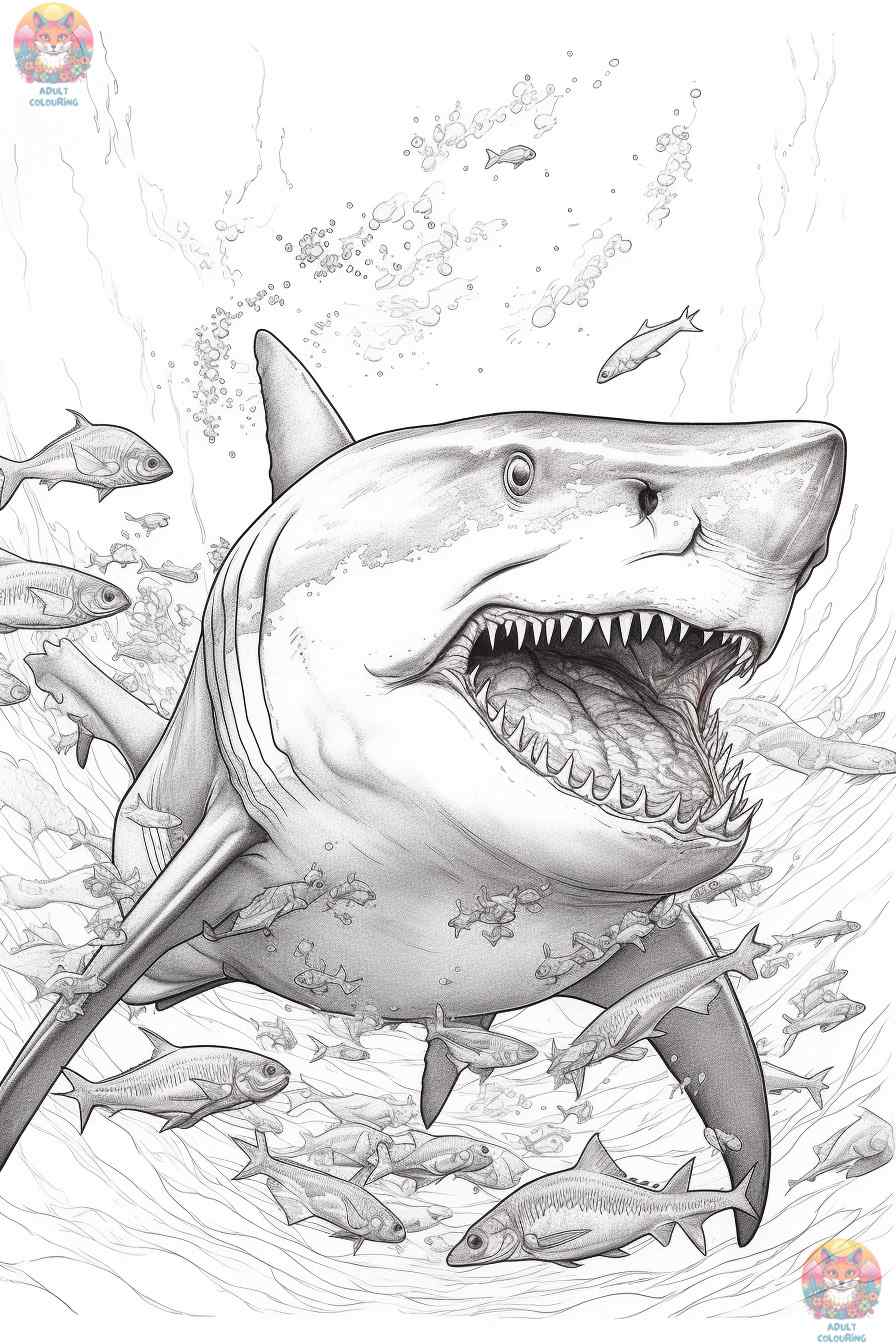 A Deep Sea Journey with Great White Shark Coloring Pages ...