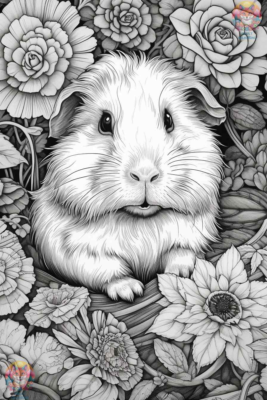 Super Cute Guinea Pigs Coloring Pages You'll Love - adultcolouring.com