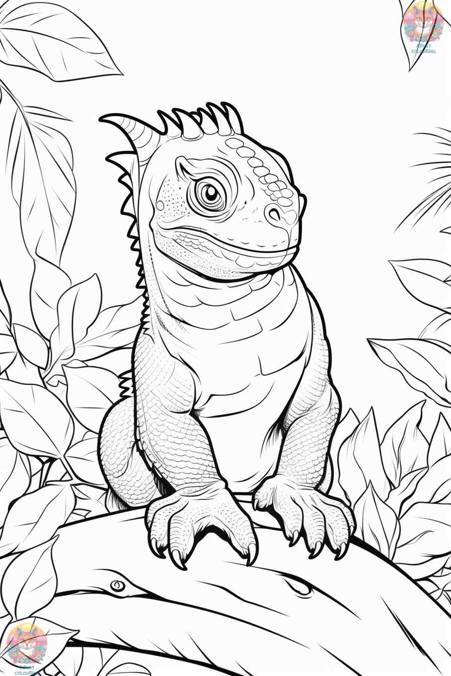 Diving into the Reptilian Realm: Exciting Iguana Coloring Pages ...