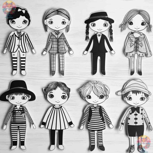 Redefining Playtime: Unique Paper Dolls Coloring Pages - adultcolouring.com