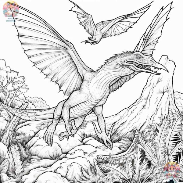 Soaring into the World of Pterodactyl Coloring Pages - adultcolouring.com