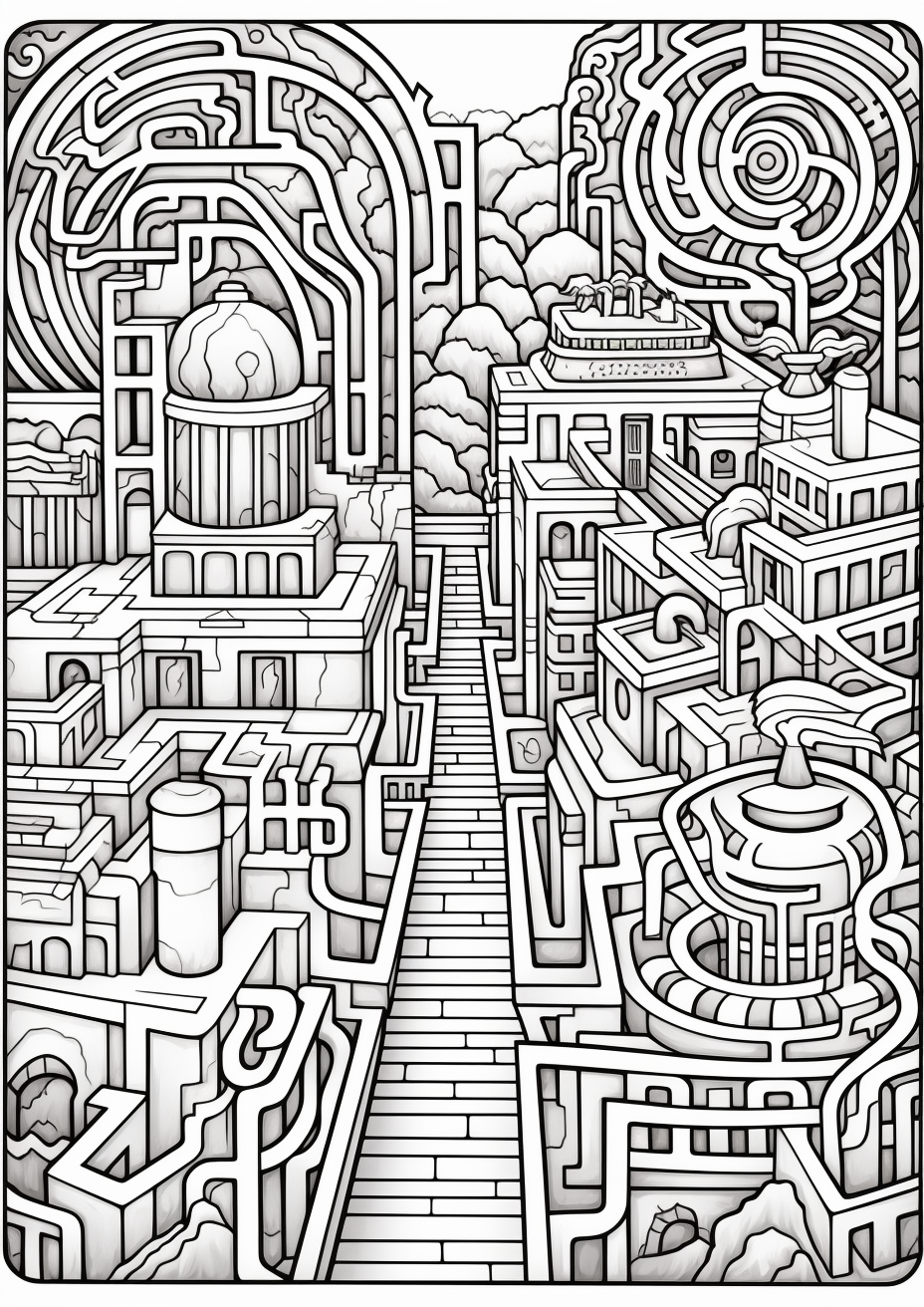 Maze coloring pages: Where Puzzles Meet Artistry - adultcolouring.com
