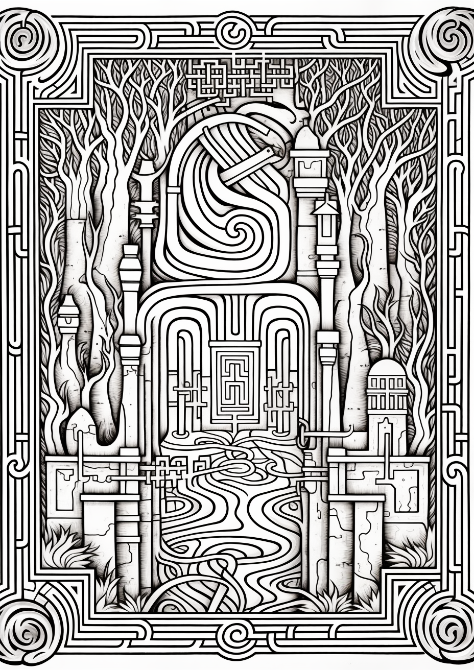 Maze coloring pages: Where Puzzles Meet Artistry - adultcolouring.com