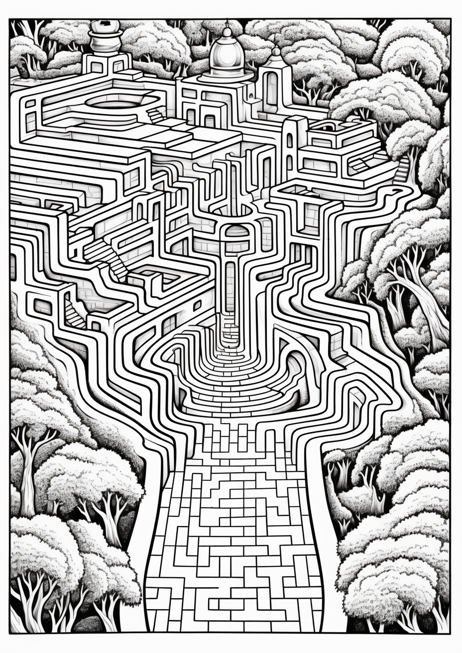 Maze coloring pages: Where Puzzles Meet Artistry - adultcolouring.com