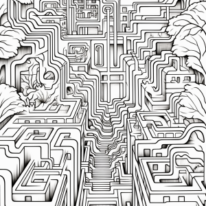 Maze coloring pages: Where Puzzles Meet Artistry - adultcolouring.com