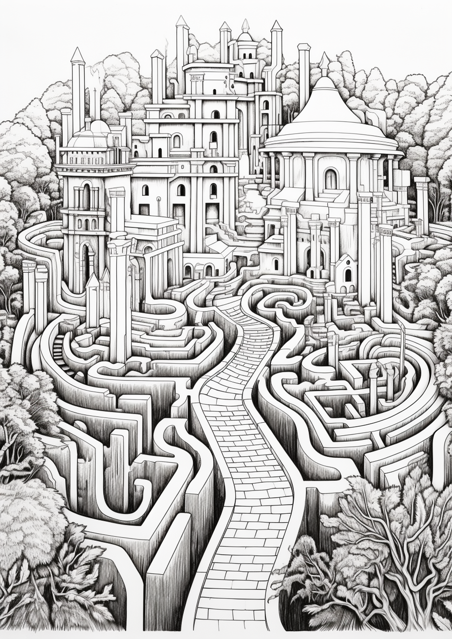 Maze coloring pages: Where Puzzles Meet Artistry - adultcolouring.com