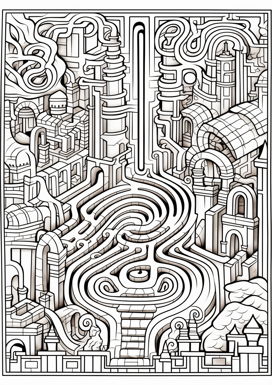 Maze coloring pages: Where Puzzles Meet Artistry - adultcolouring.com