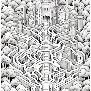 Maze coloring pages: Where Puzzles Meet Artistry - adultcolouring.com