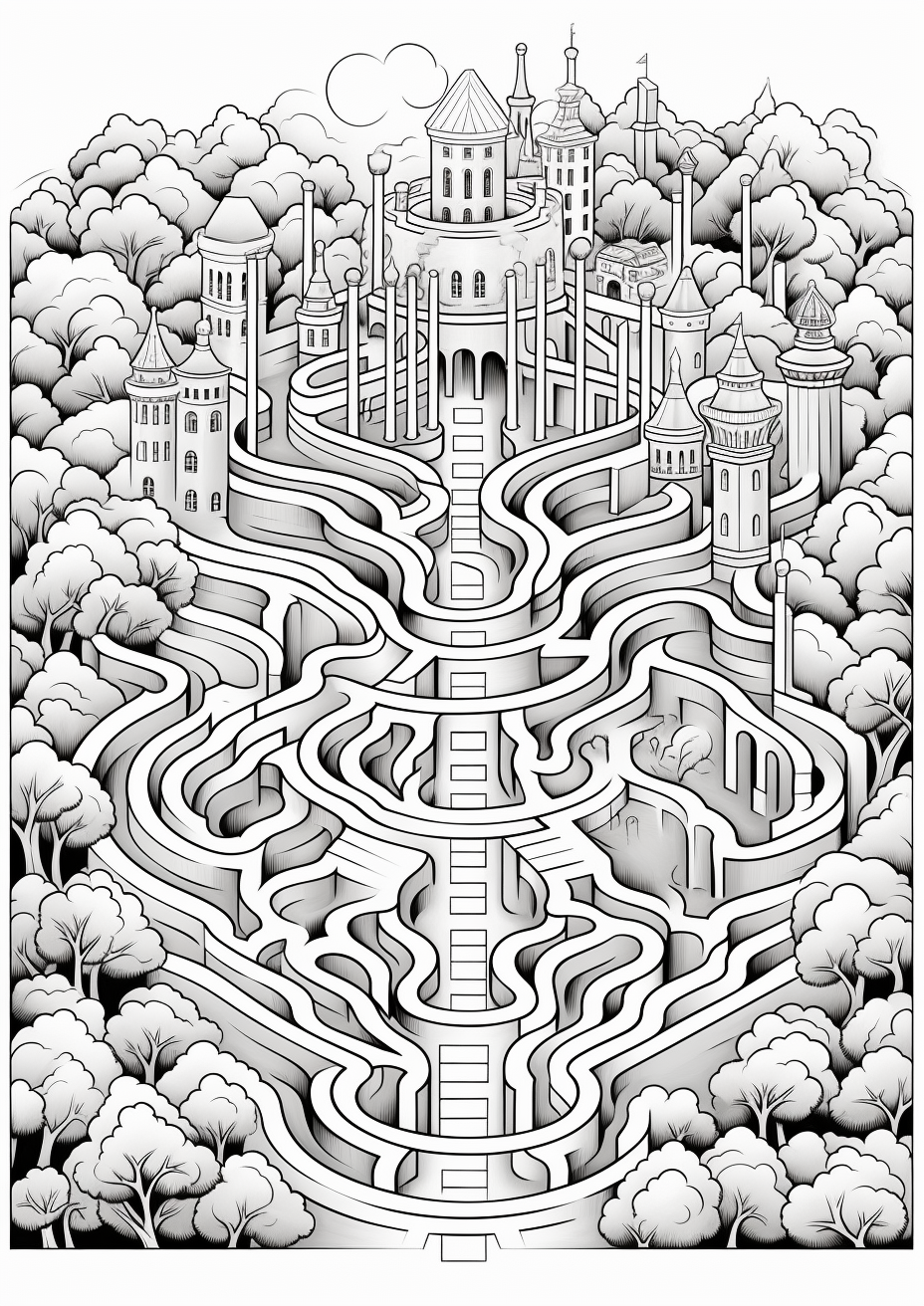Maze coloring pages: Where Puzzles Meet Artistry - adultcolouring.com